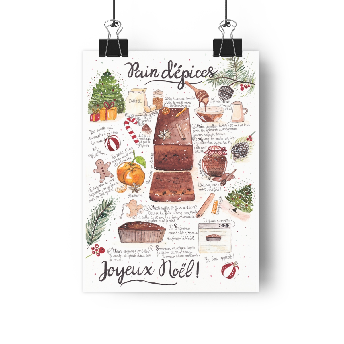 Poster recette illustrée "Pain d'épices" - Tarthélémy